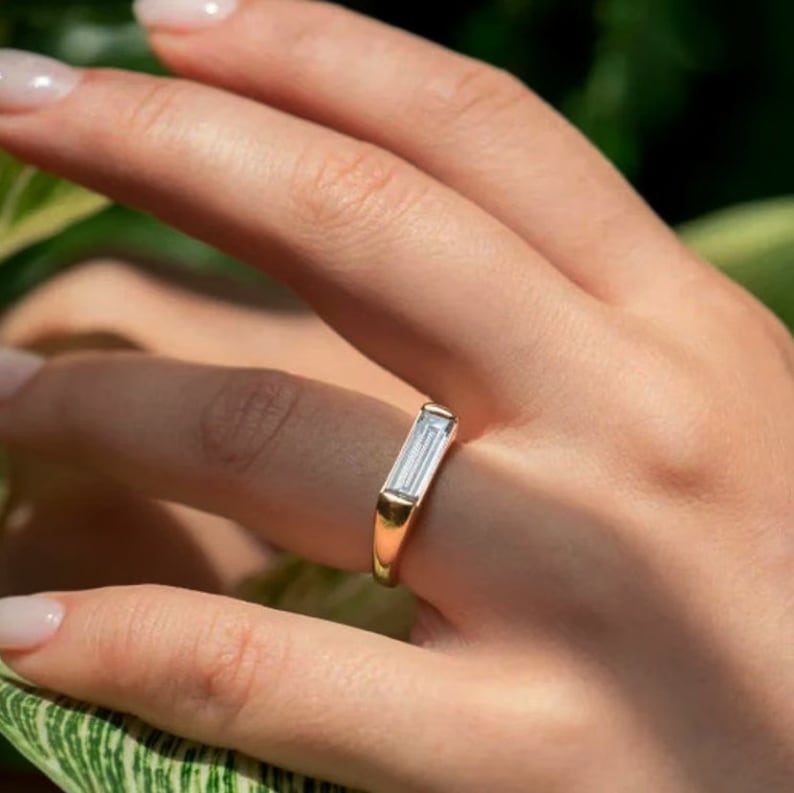 14K 2 Carat Baguette Diamond Ring Rectangle Diamond Ring - Etsy