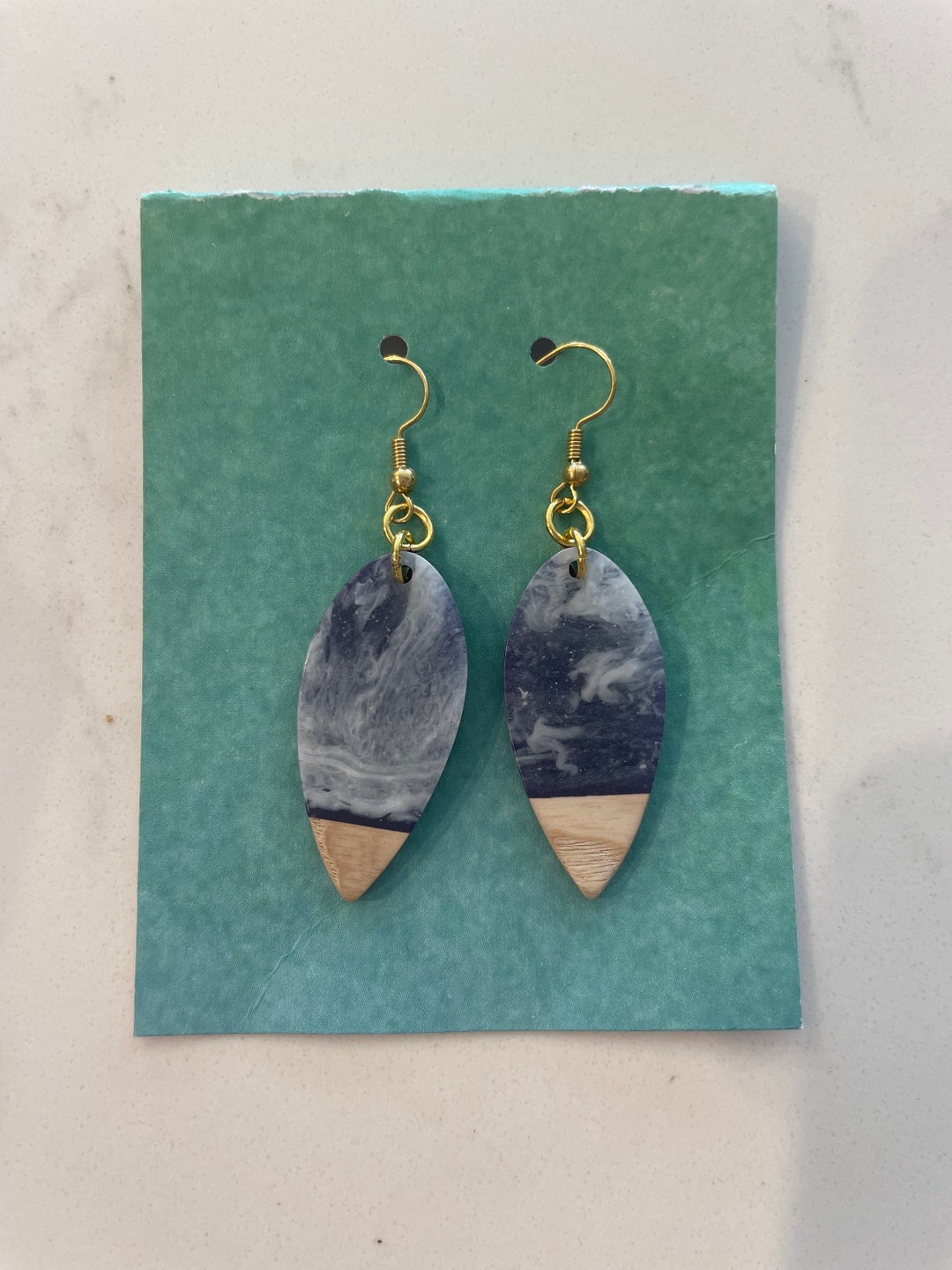 Navy Blue Marble Tear Drop - Etsy