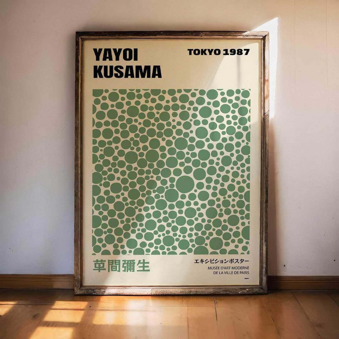 Yayoi Kusama Print, Yayoi Kusama Poster, Sage Green Yayoi Kusama Print ...