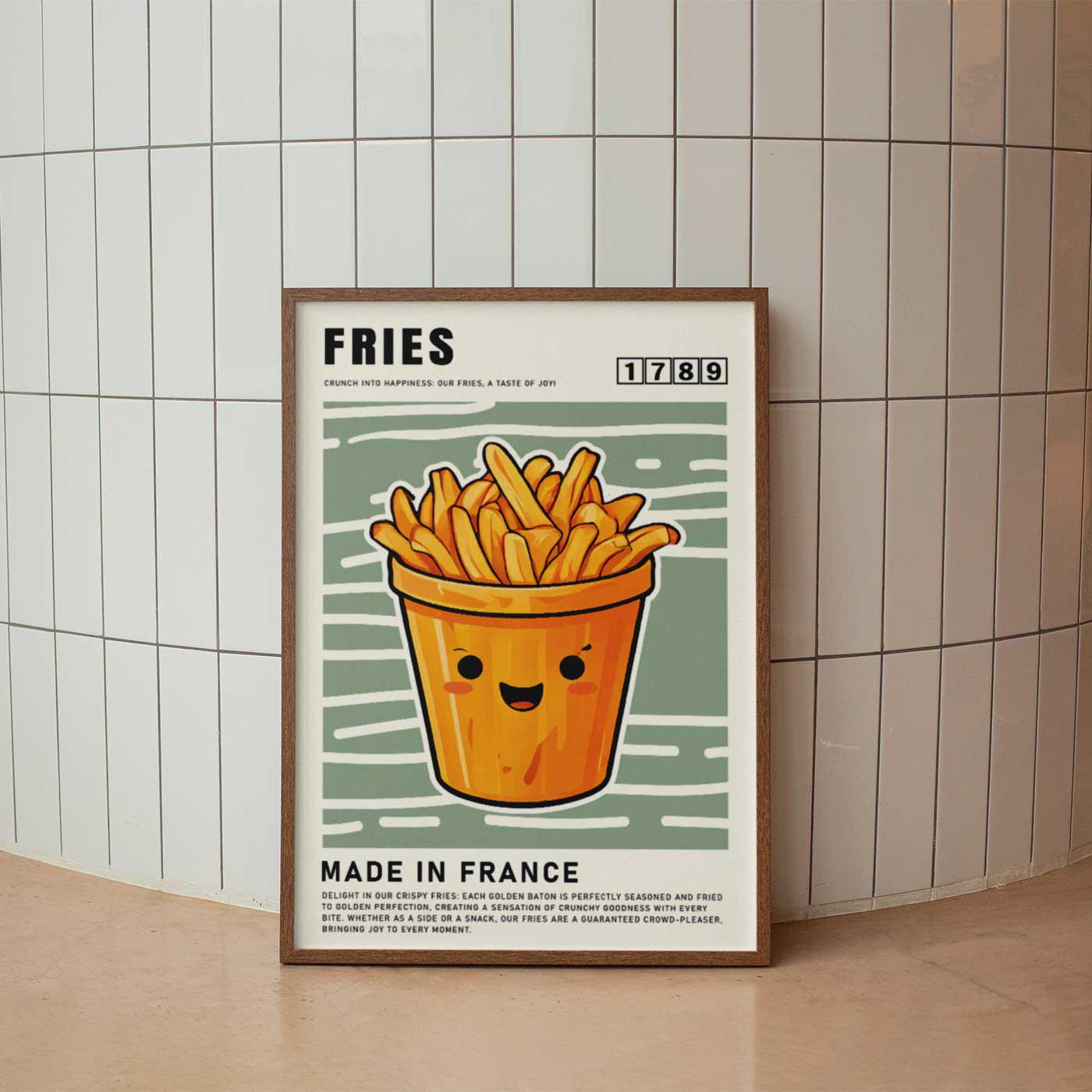 French Fries Poster, Food Wall Print, Kitchen Food Poster, Food Recipe ...