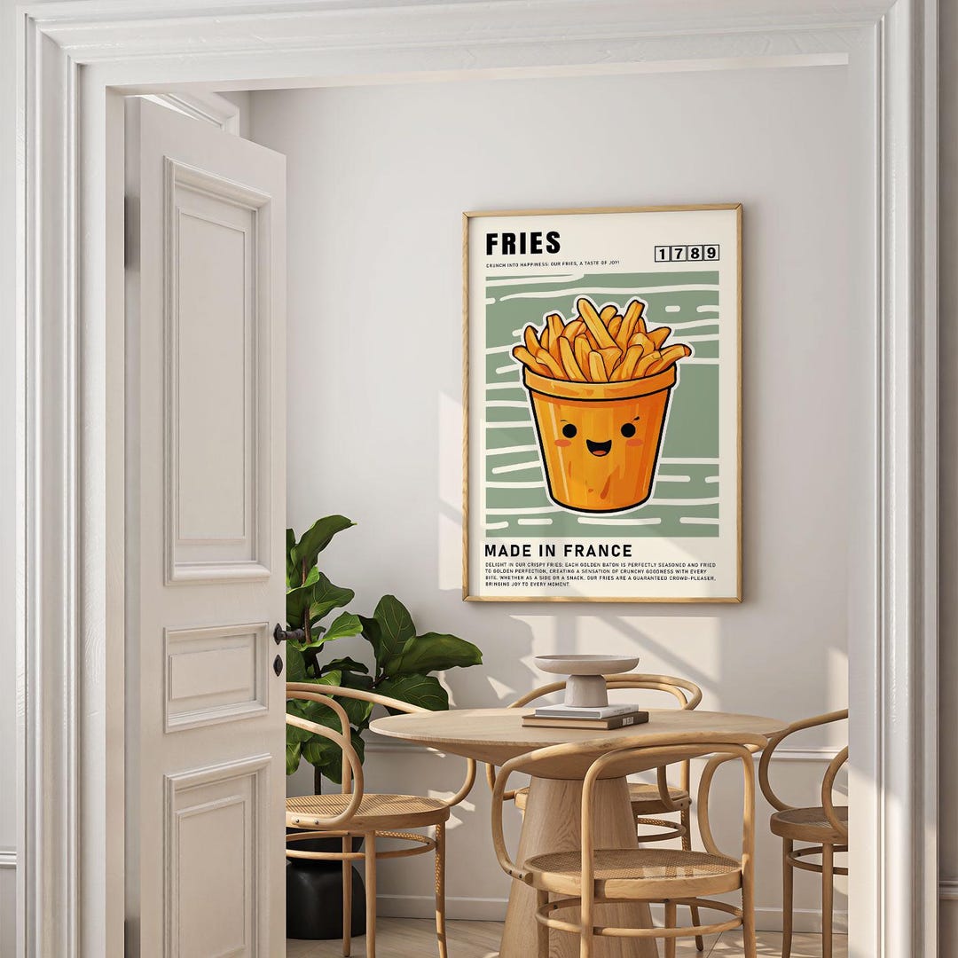 French Fries Poster, Food Wall Print, Kitchen Food Poster, Food Recipe ...