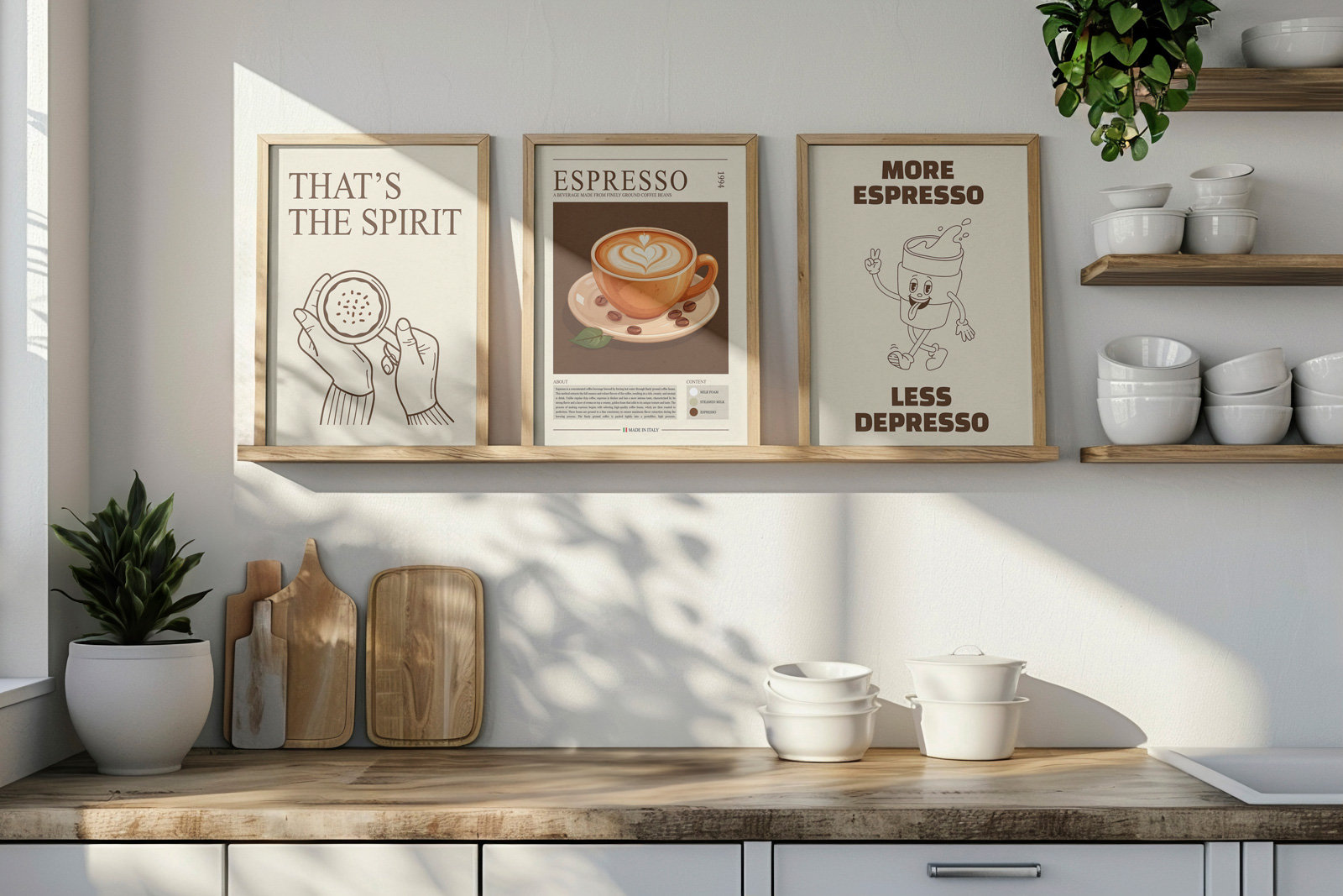 Set of 3 Wall Art for Cafe, Coffee Shop Wall Art, Kitchen Coffee Print ...
