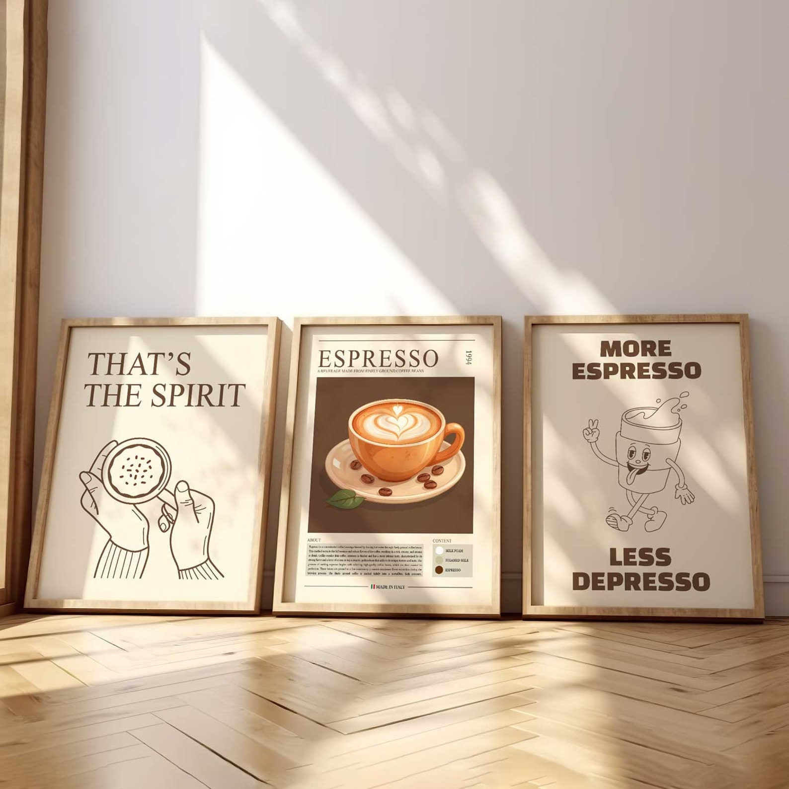 Set of 3 Wall Art for Cafe, Coffee Shop Wall Art, Kitchen Coffee Print ...