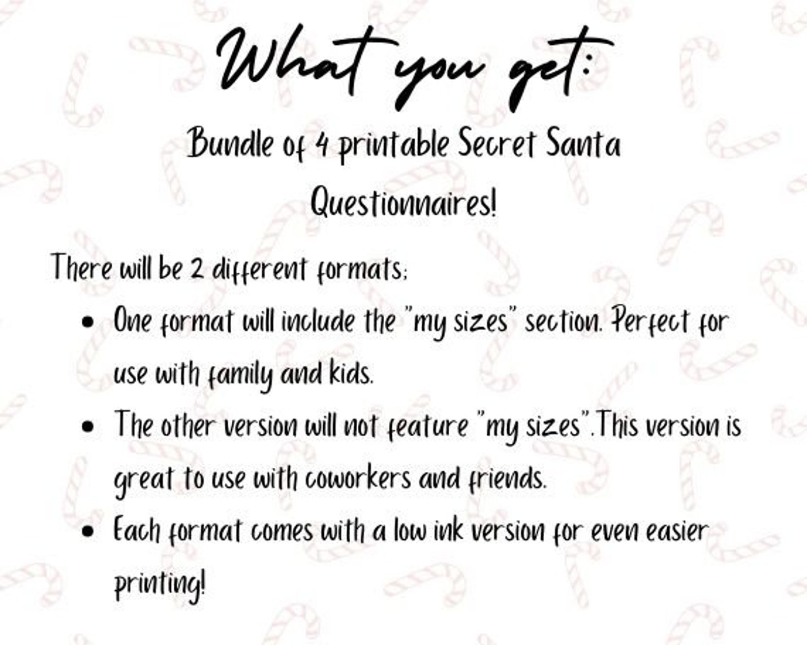 PRINTABLE Secret Santa Questionnaire, Christmas Wishlist, PDF, Holiday ...