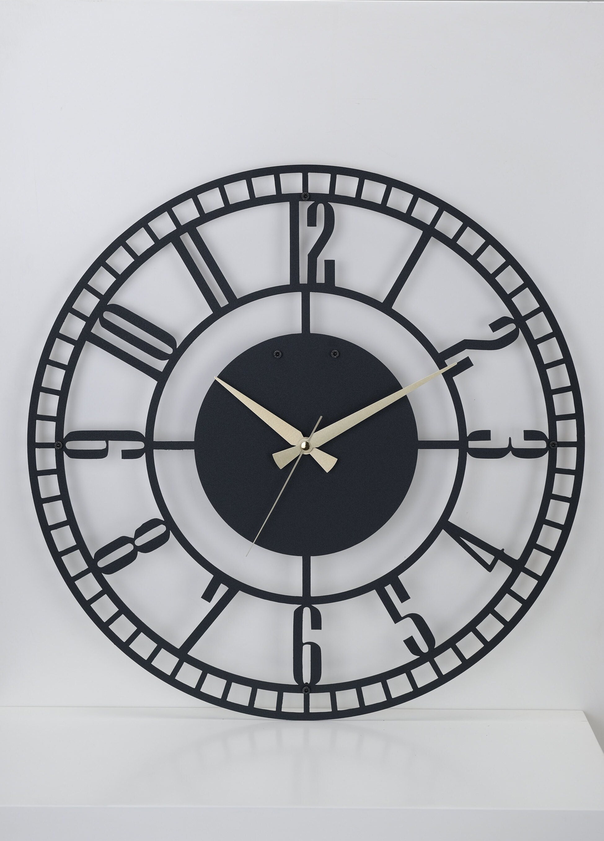 Black Latin Minute Wall Clock,metal Wall Clock,modern Wall Clock,silent ...