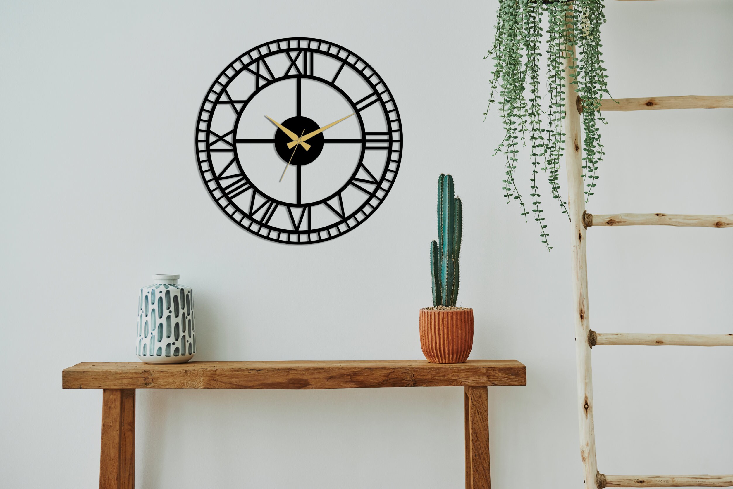 Black Roman Minute Wall Clock,minimalist Wall Clock,modern Clock,rustic ...
