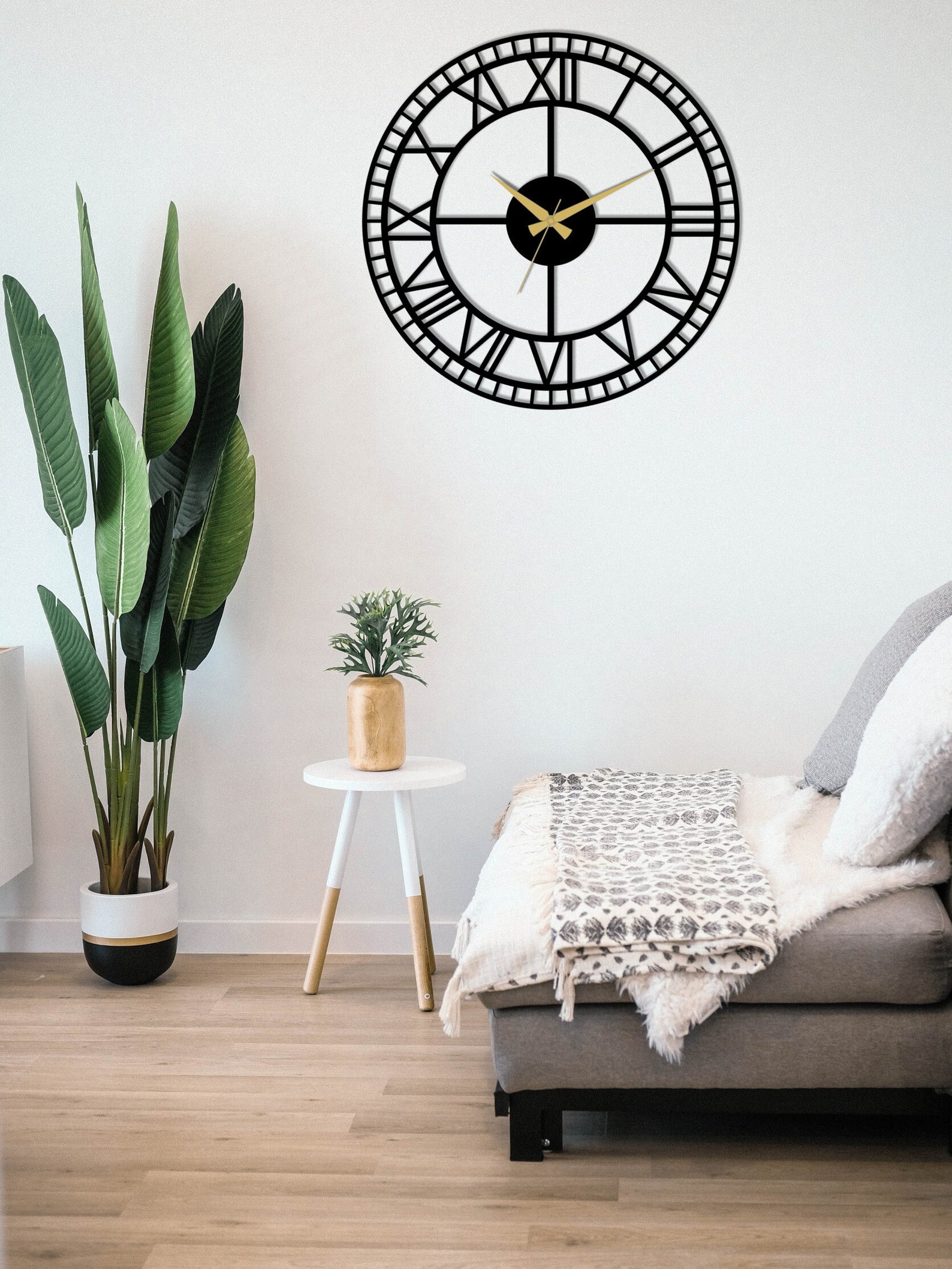 Black Roman Minute Wall Clock,minimalist Wall Clock,modern Clock,rustic ...
