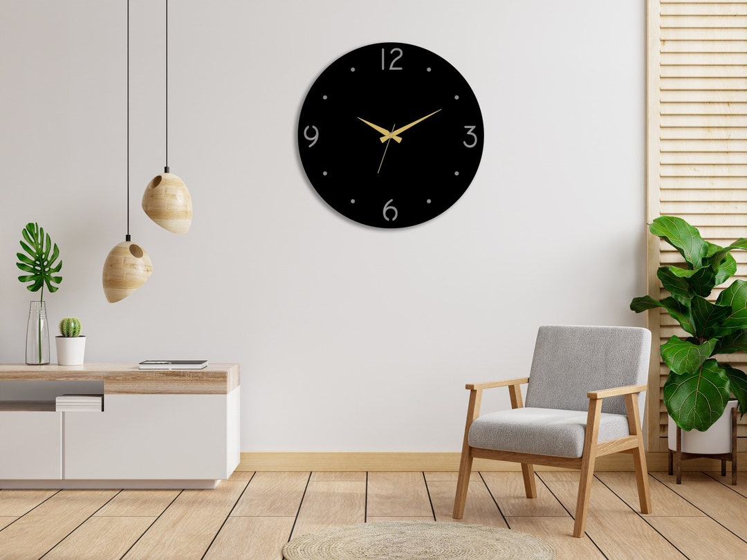 Black Modern Wall Clock,minimalist Wall Clock,metal Wall Clock,modern ...