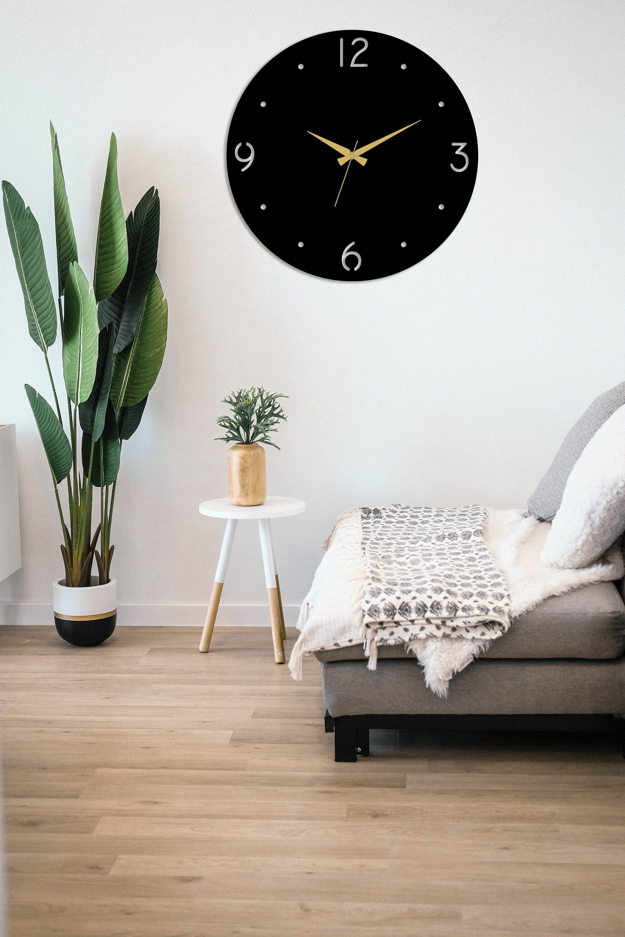 Black Modern Wall Clock,minimalist Wall Clock,metal Wall Clock,modern ...