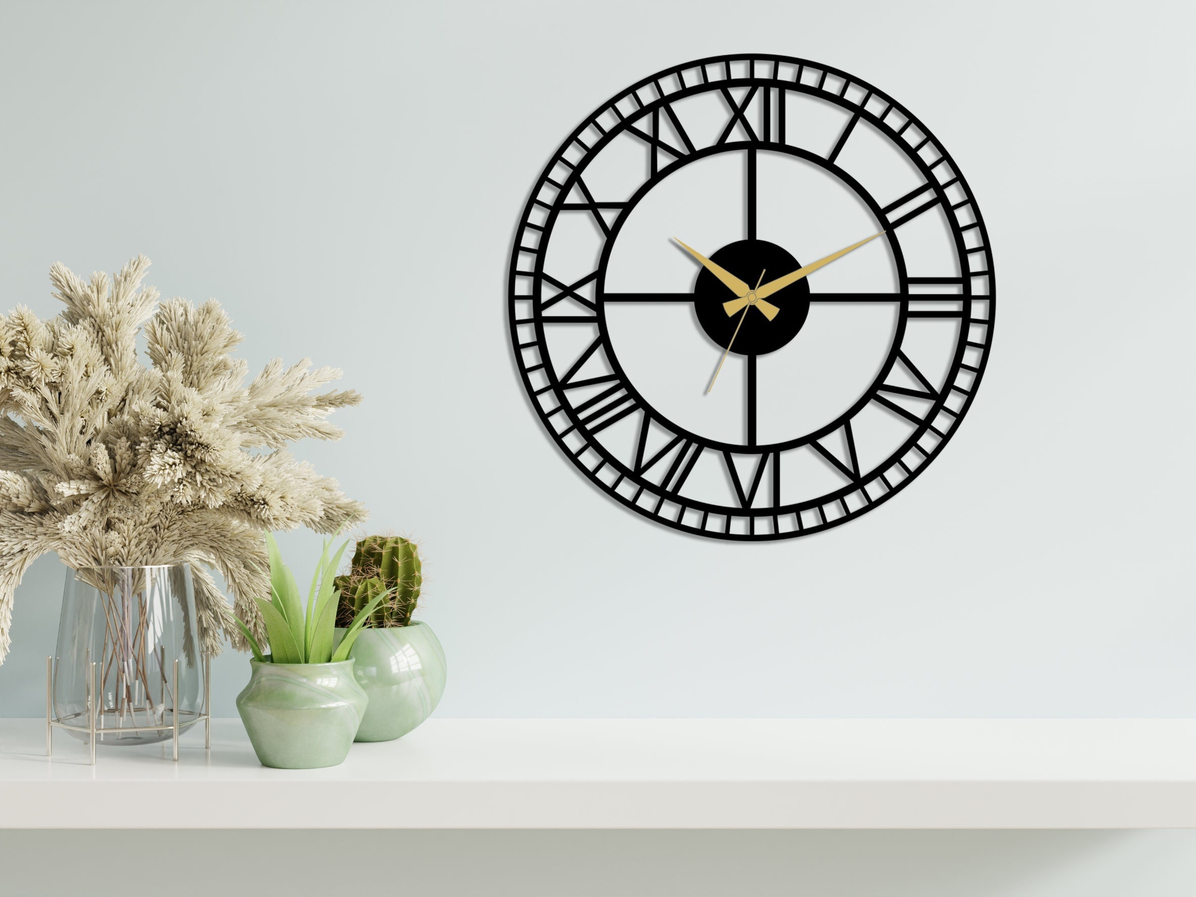 Black Roman Minute Wall Clock,minimalist Wall Clock,modern Clock,rustic ...