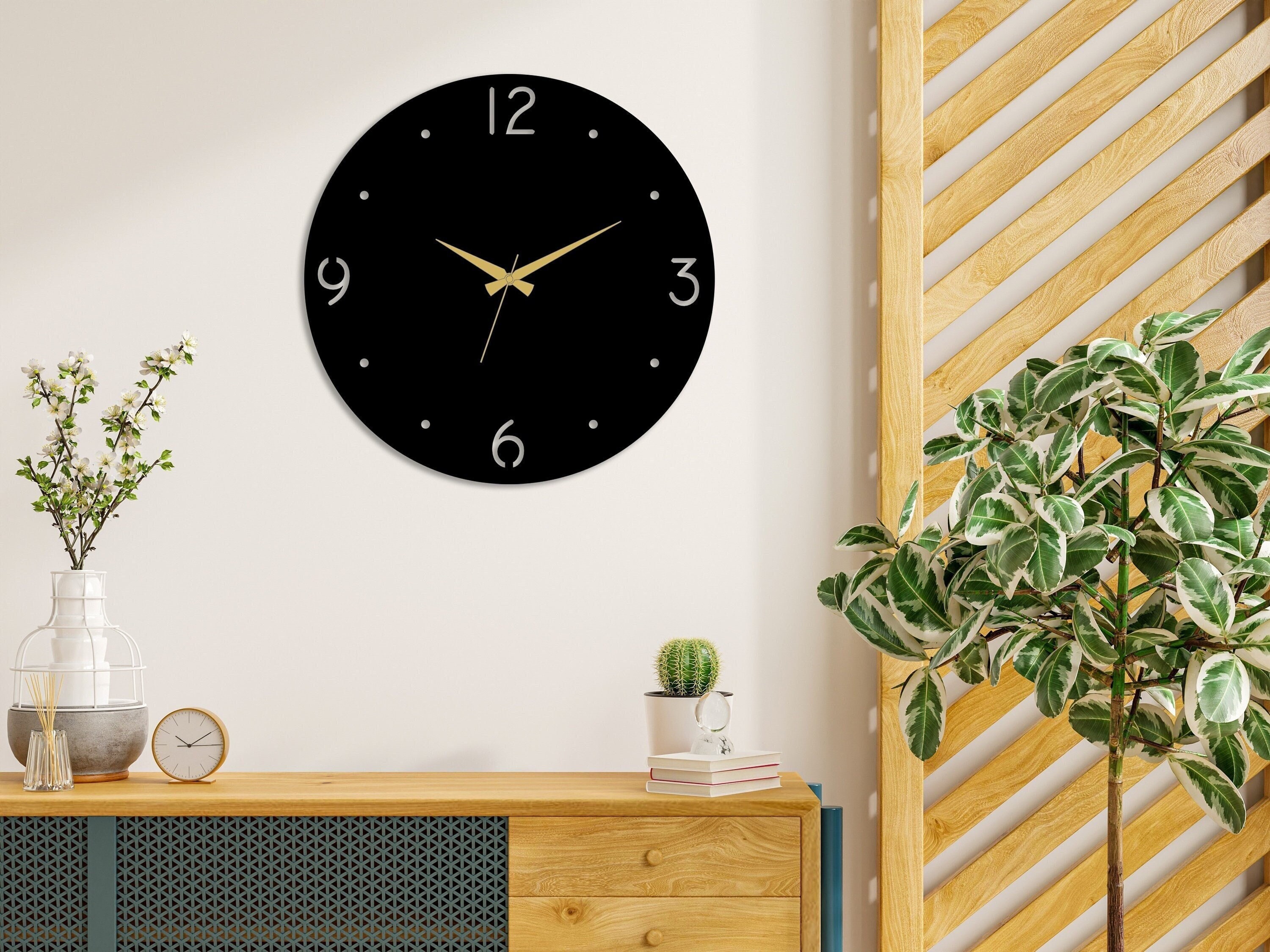 Black Modern Wall Clock,minimalist Wall Clock,metal Wall Clock,modern ...