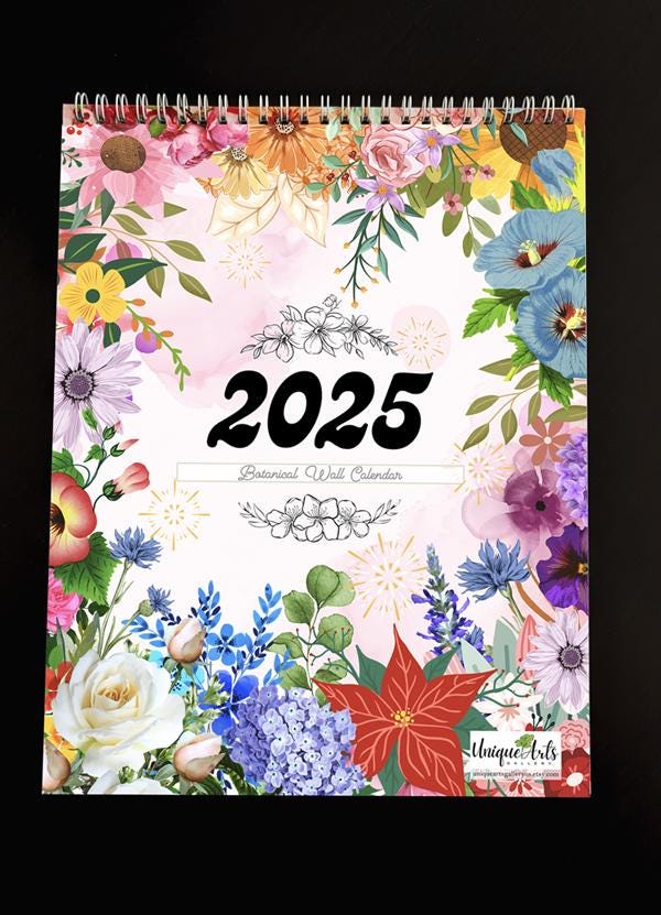 2025 Botanical Wall Calendar, A4 Flower Calendar, Monthly Calendar ...