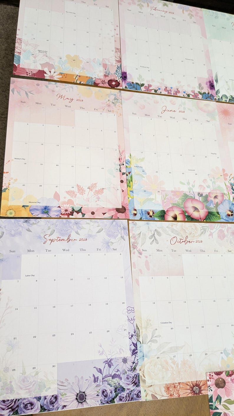 2025 Botanical Wall Calendar, A4 Flower Calendar, Monthly Calendar ...