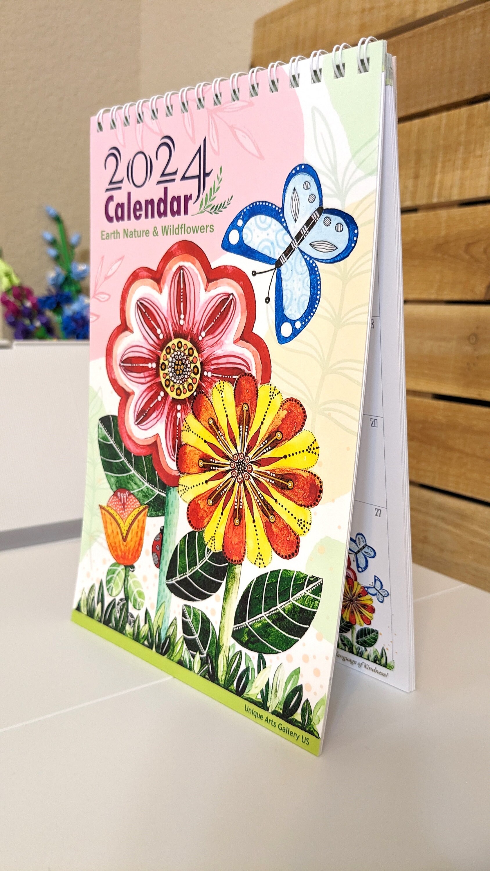 2024 Earth Nature & Wildflowers Desk Calendar With Holidays Reminders ...
