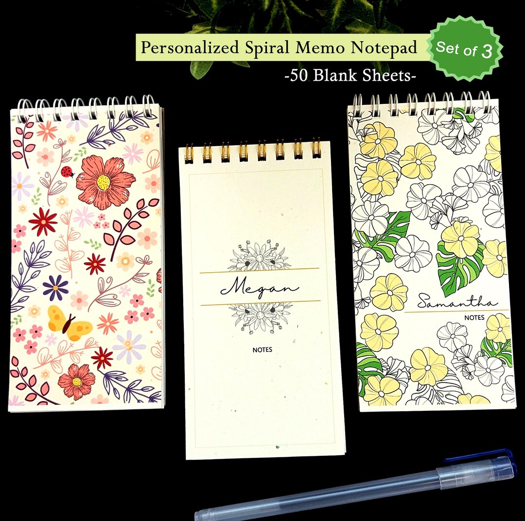 Personalized Spiral Memo Notepad, Custom Name Note Pad, 2.75 X 5.5 ...