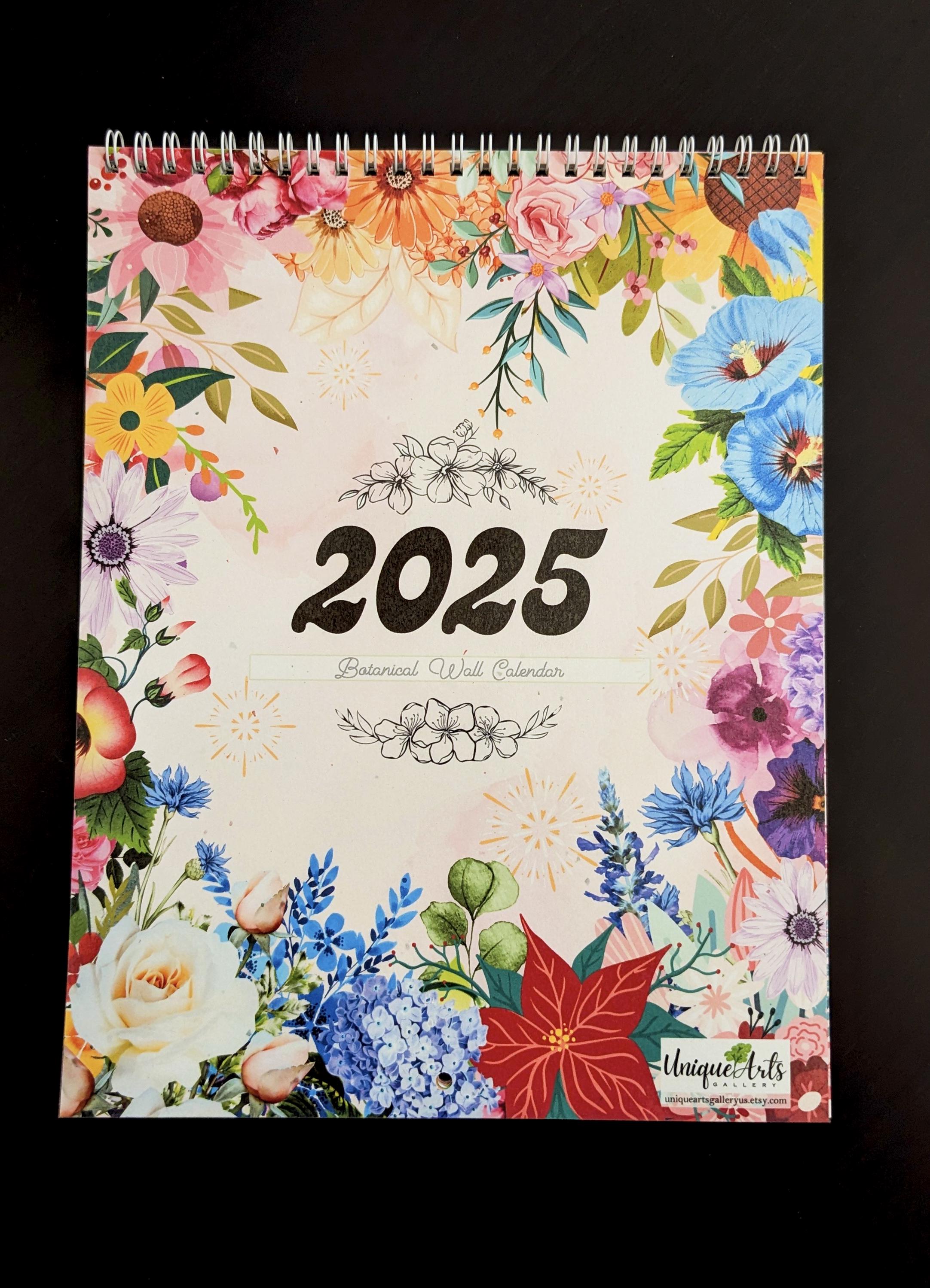 2025 Botanical Wall Calendar, A4 Flower Calendar, Monthly Calendar ...