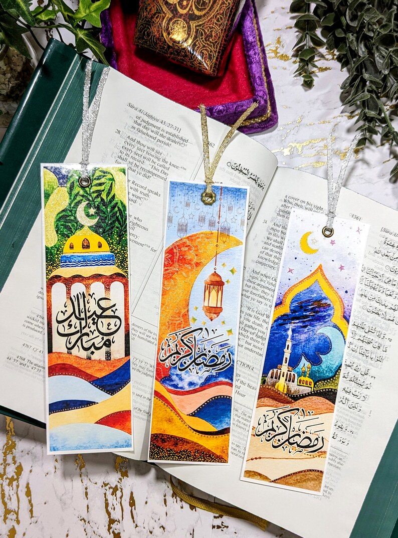 Watercolor Islamic Bookmark Set: Handmade Quran Gifts - Etsy