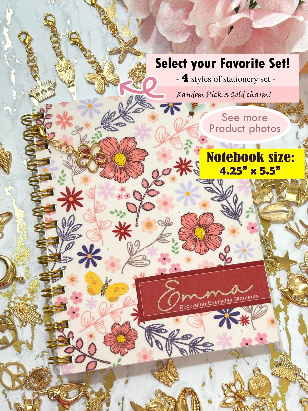 Personalized Notebook for Girl, Stationery Set, Handmade Journal Set ...