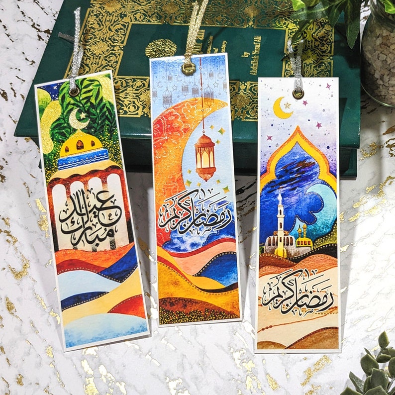 Watercolor Islamic Bookmark Set: Handmade Quran Gifts - Etsy
