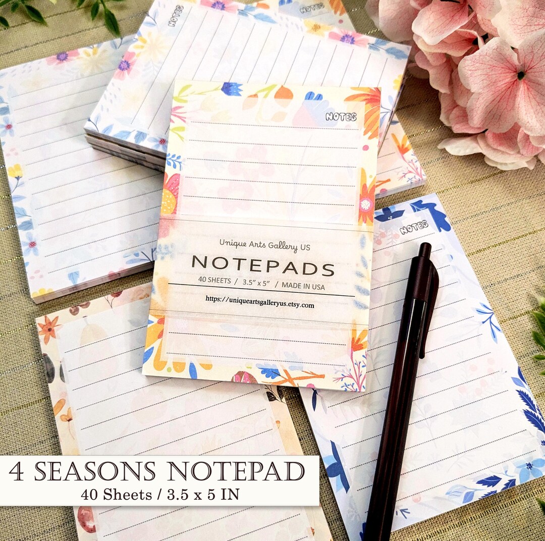 4 Seasons Notepad Set: Illustrated Stationery Notepad Gift - Etsy