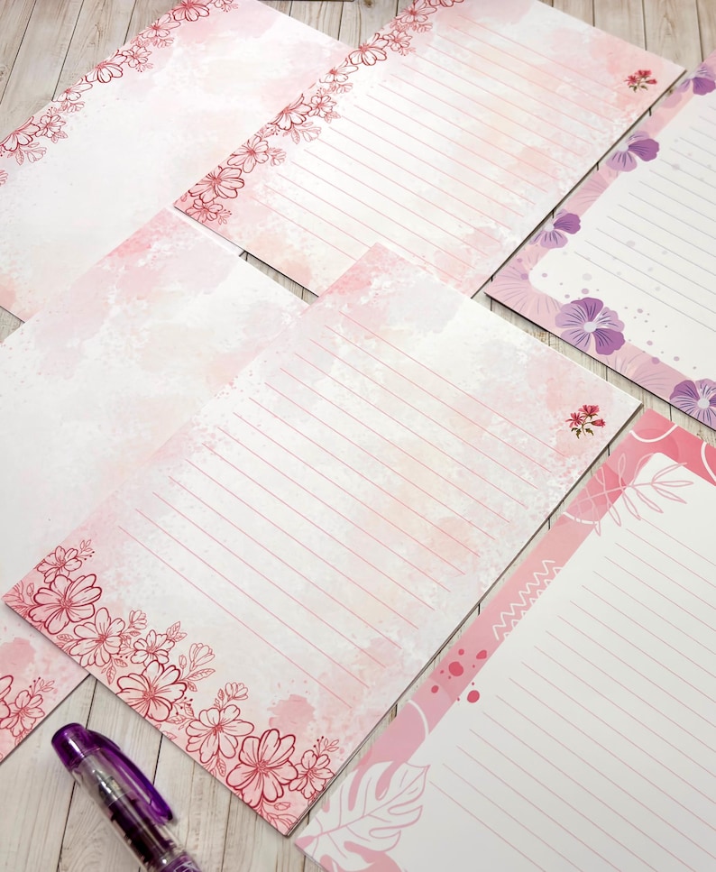Floral Stationery Writing Paper Set: A5 Pen Pal Kit, Holiday ...