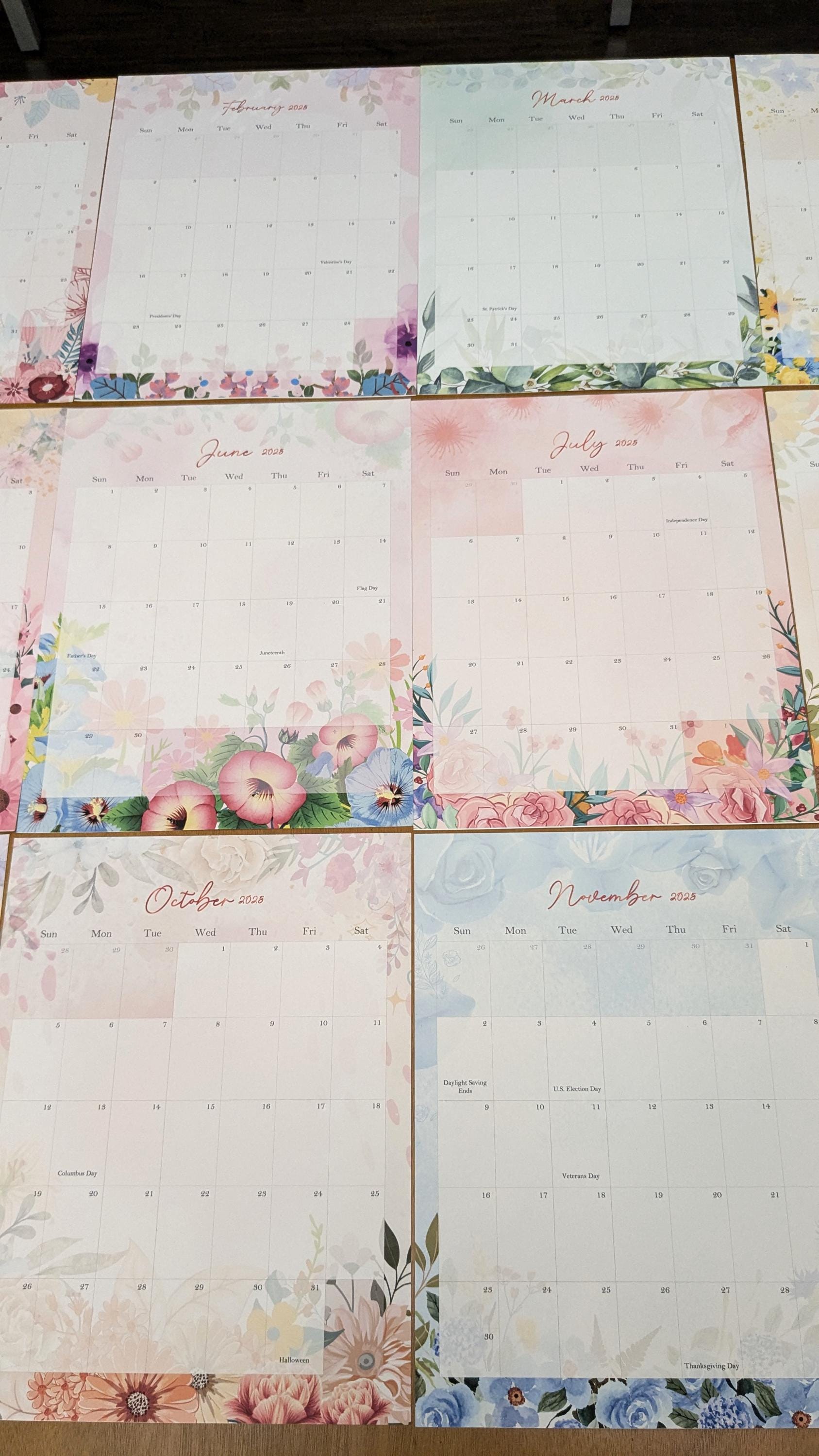 2025 Botanical Wall Calendar, A4 Flower Calendar, Monthly Calendar ...