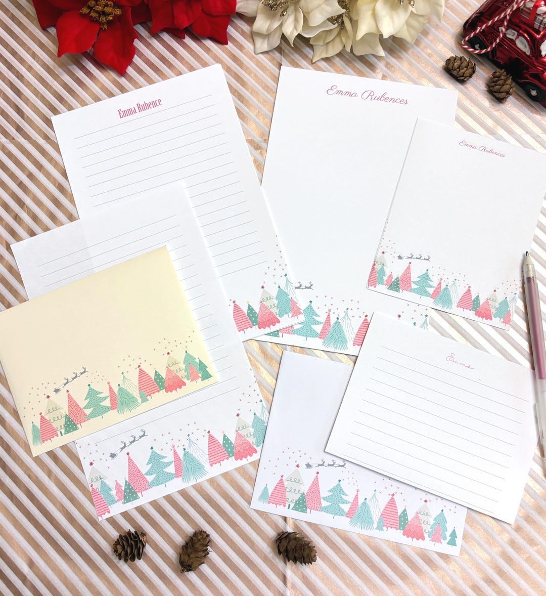 Personalized Christmas Tree Stationery Set, A5 Writing Paper - Etsy