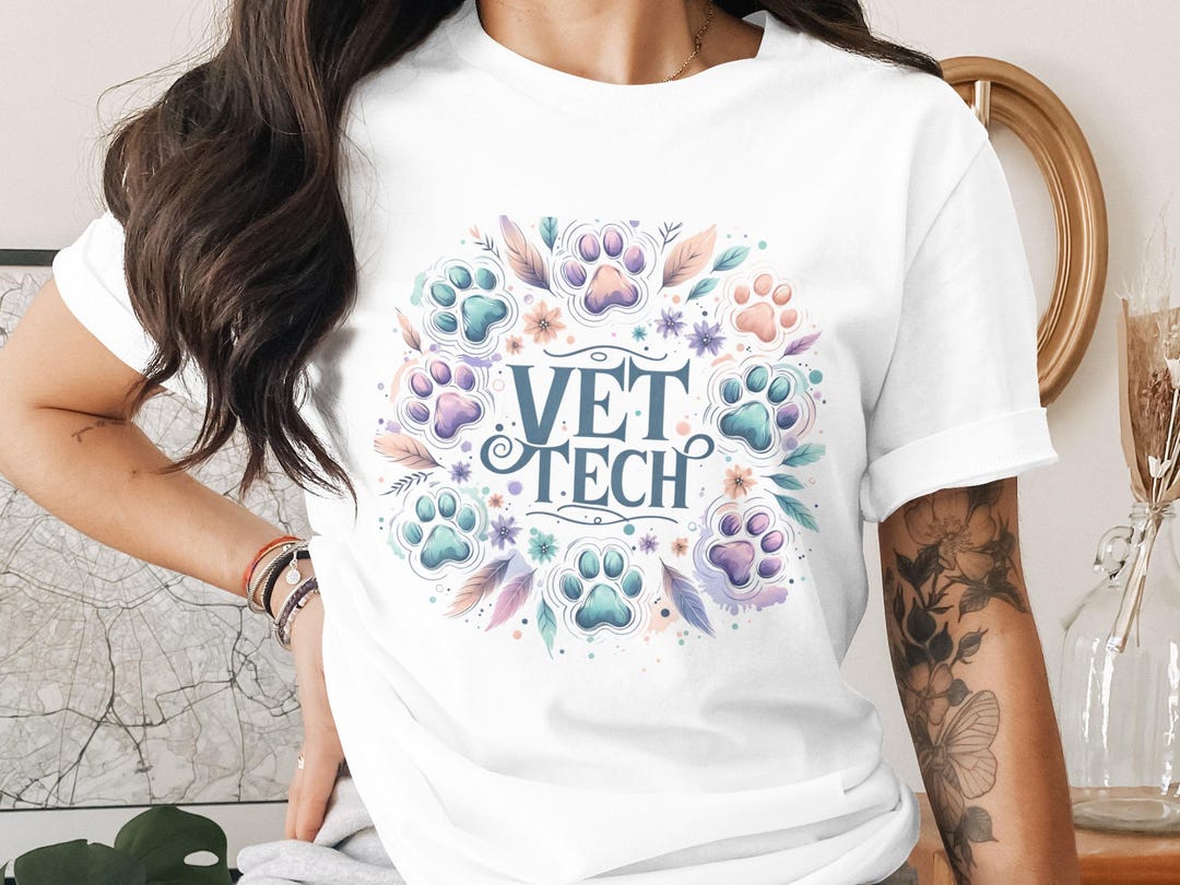 Paw Print Wall Art: Floral Watercolor Vet Tech Design (printable) - Etsy