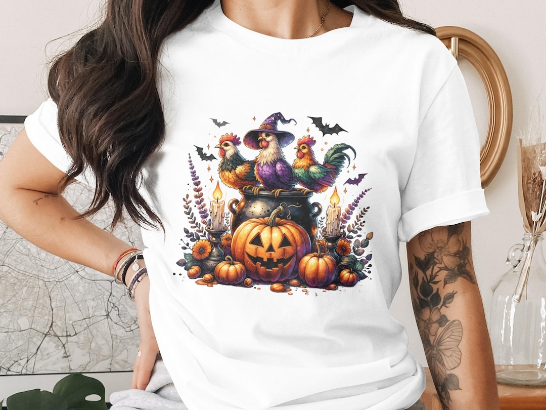 Halloween Rooster Art: Cozy Fall Scene With Pumpkins and Candles - Etsy