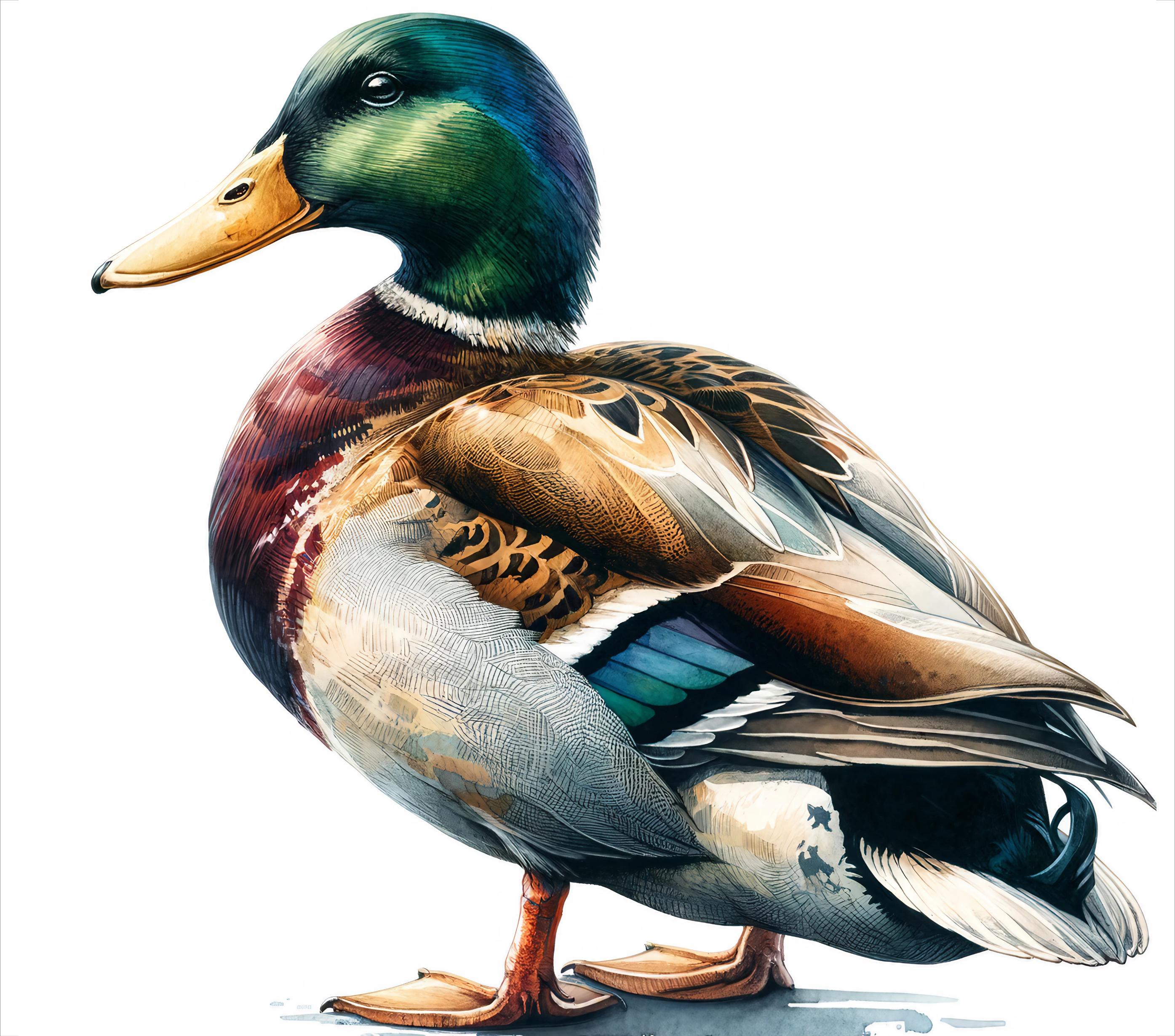 Rustic Mallard Duck Clipart: Hand-painted Watercolor Design - Etsy
