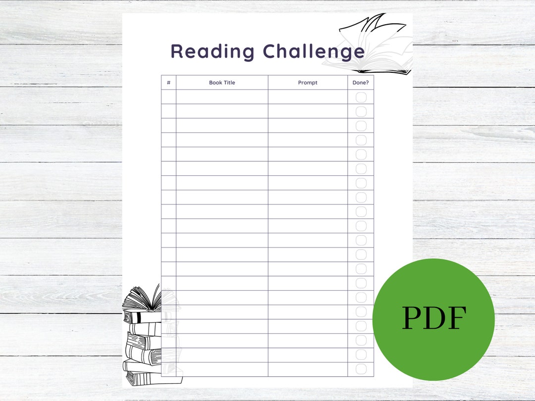 Printable Reading Challenge Tracker - Etsy