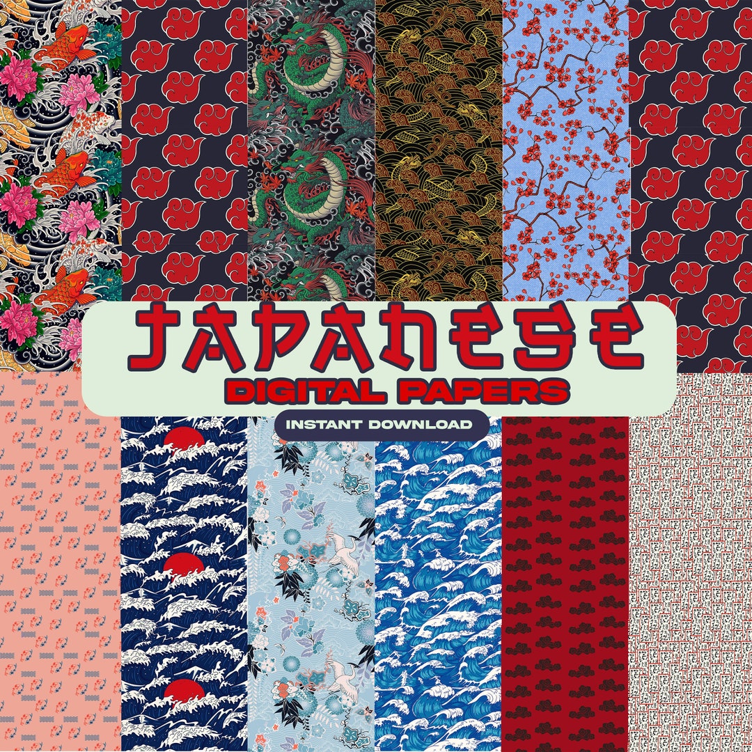 Japanese Seamless Pattern Bundle | 15 Japanese Digital Papers | Digital ...