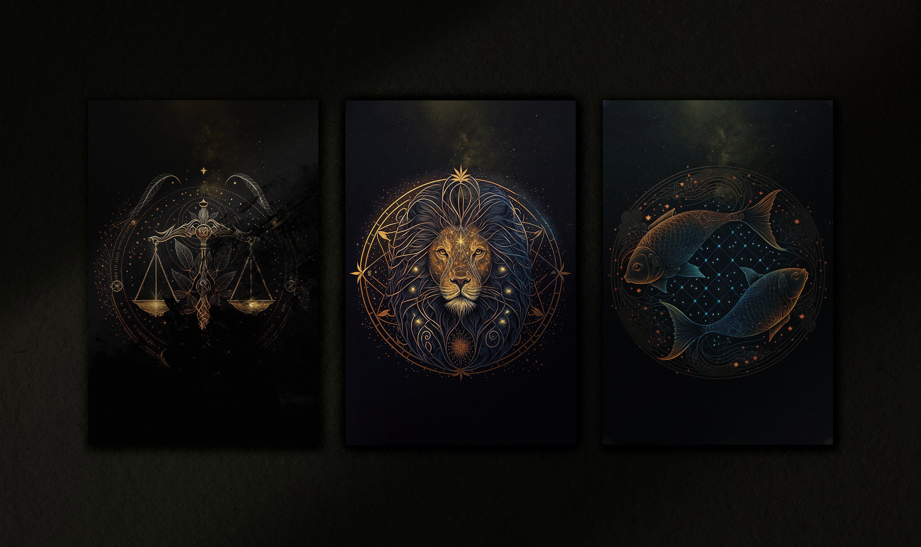 Zodiac Wall Art Set, 12 Printable Astrology Artworks Printable Zodiac ...