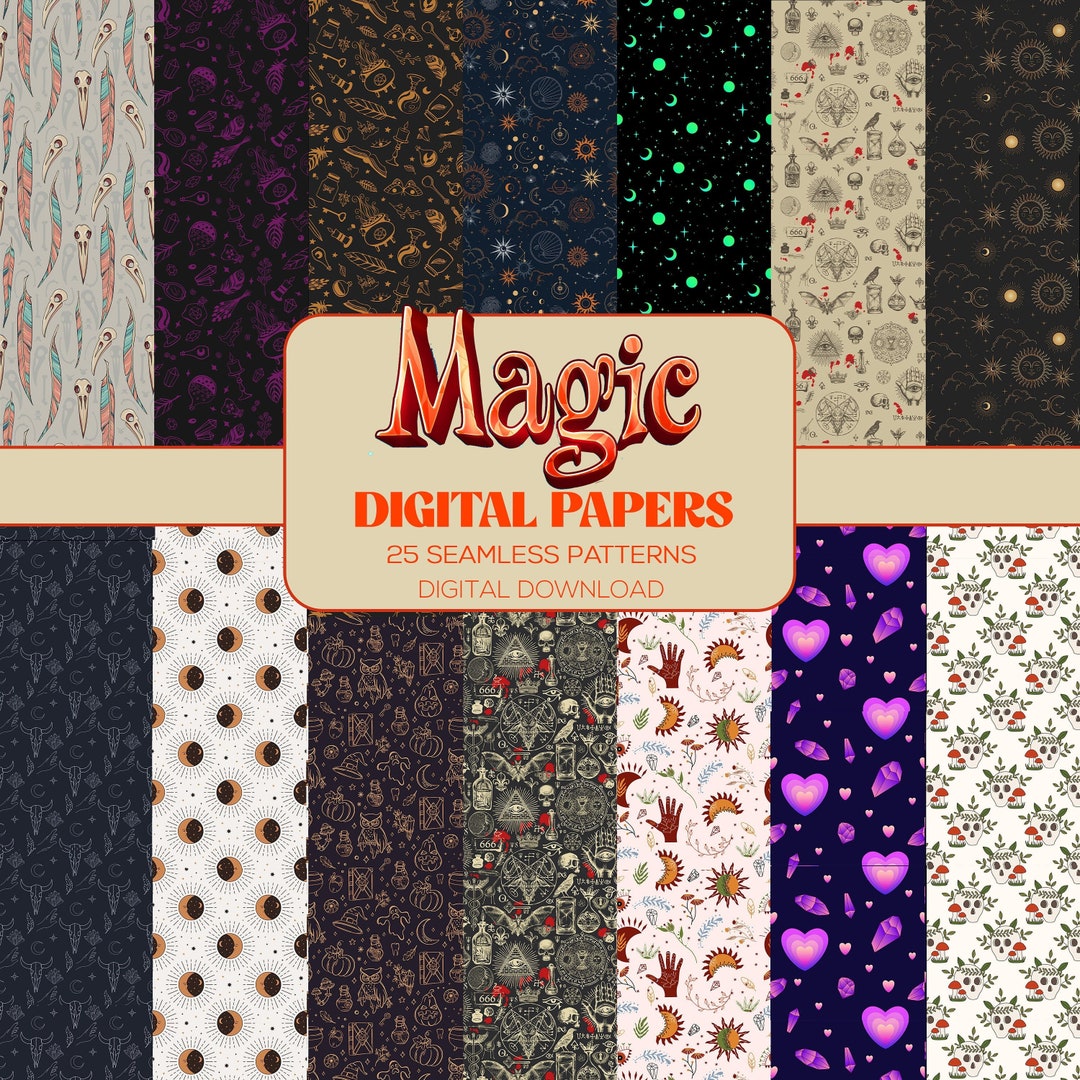 Magical Digital Papers | 25 Witchcraft Seamless Patterns | Esoteric ...