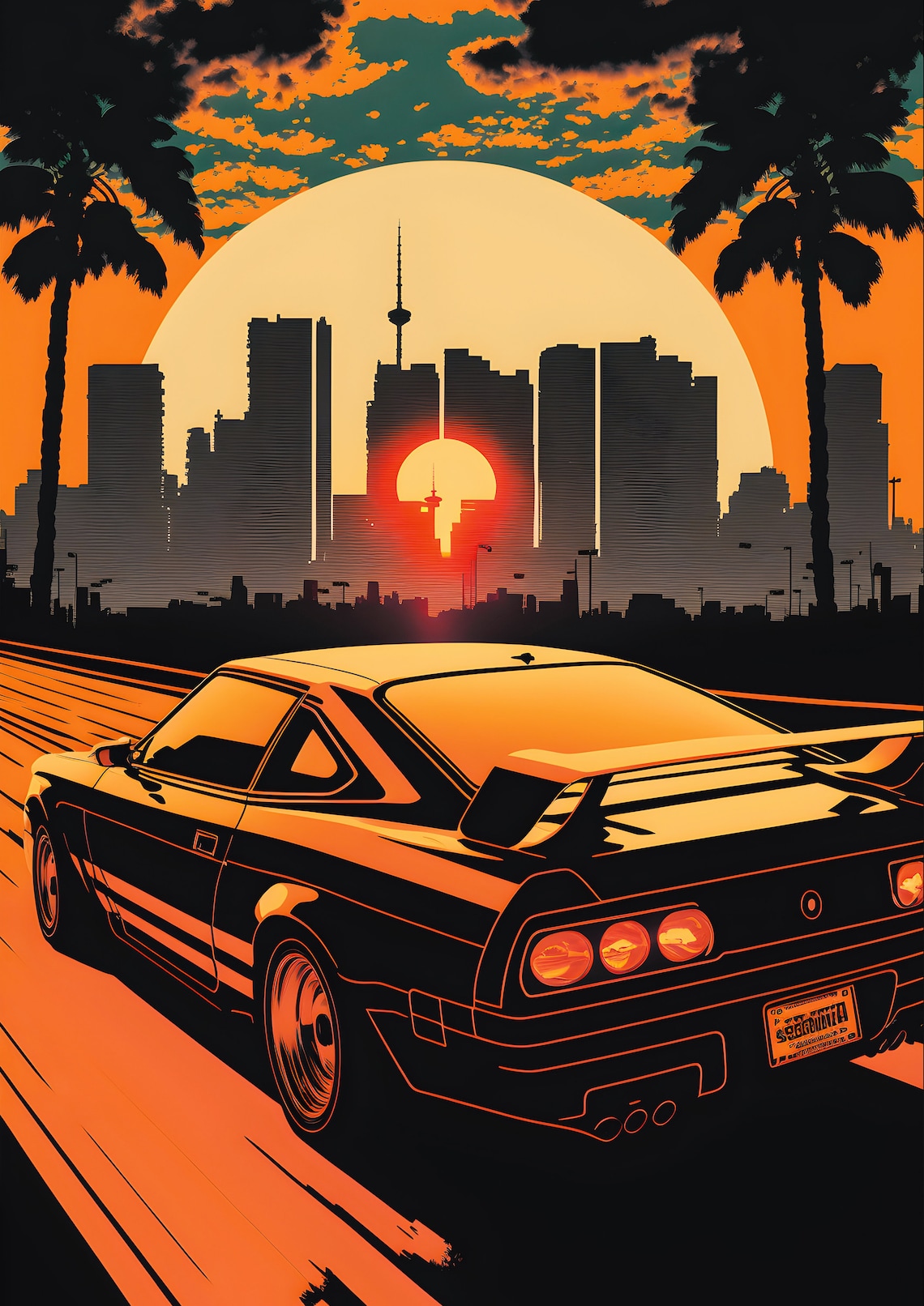 Synthwave Cars Poster Set 10 Printable Outrun Wall Art CYBERPUNK ...