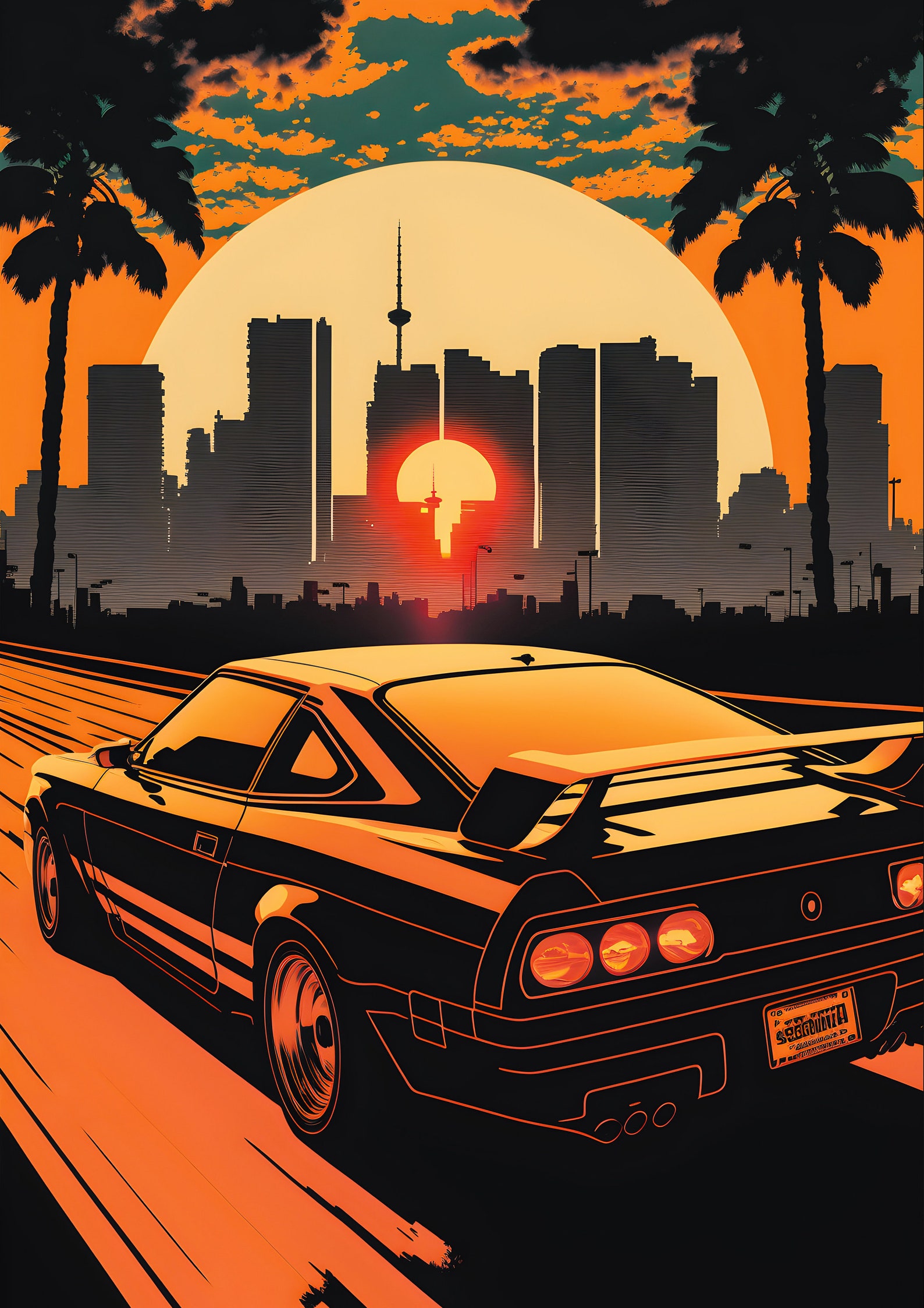 Synthwave Cars Poster Set | 10 Printable Outrun Wall Art | CYBERPUNK ...