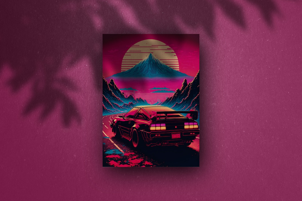 Synthwave Cars Poster Set 10 Printable Outrun Wall Art CYBERPUNK ...