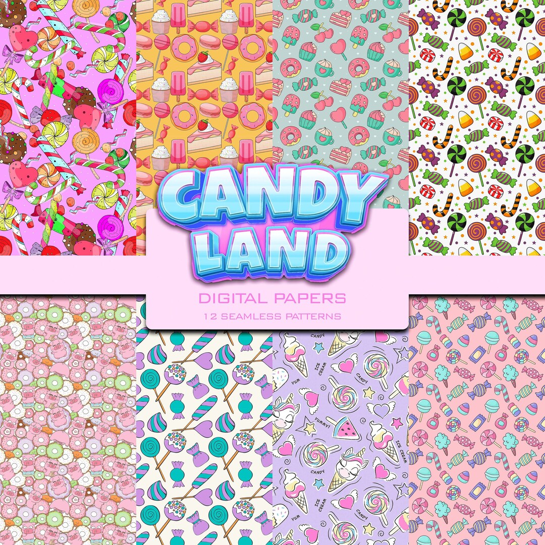 Candyland Digital Papers | 12 Seamless Cute Candy Patterns - Etsy