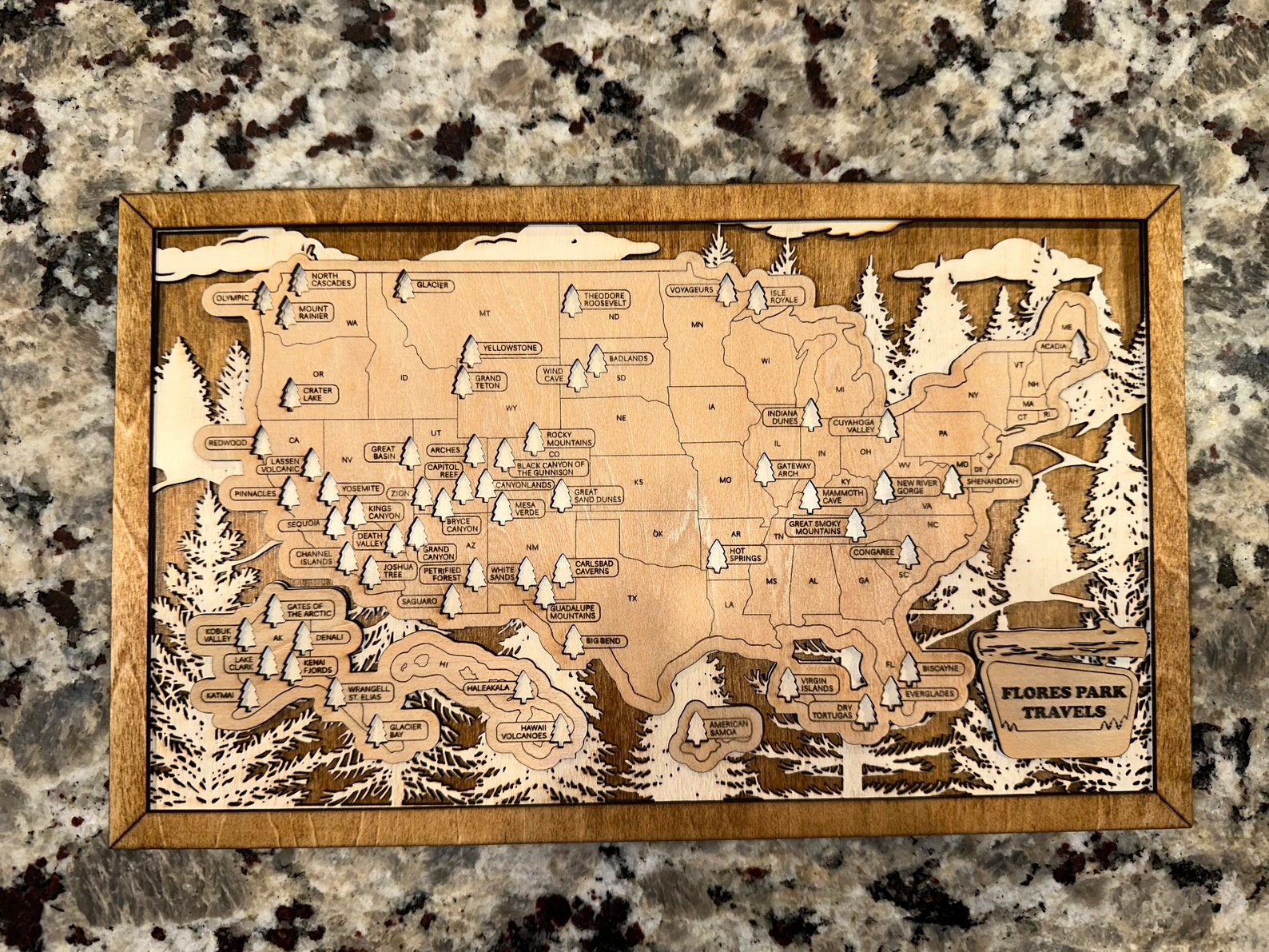 National Parks Travel Map Shelf Decor Gift From Family USA Travel Map ...