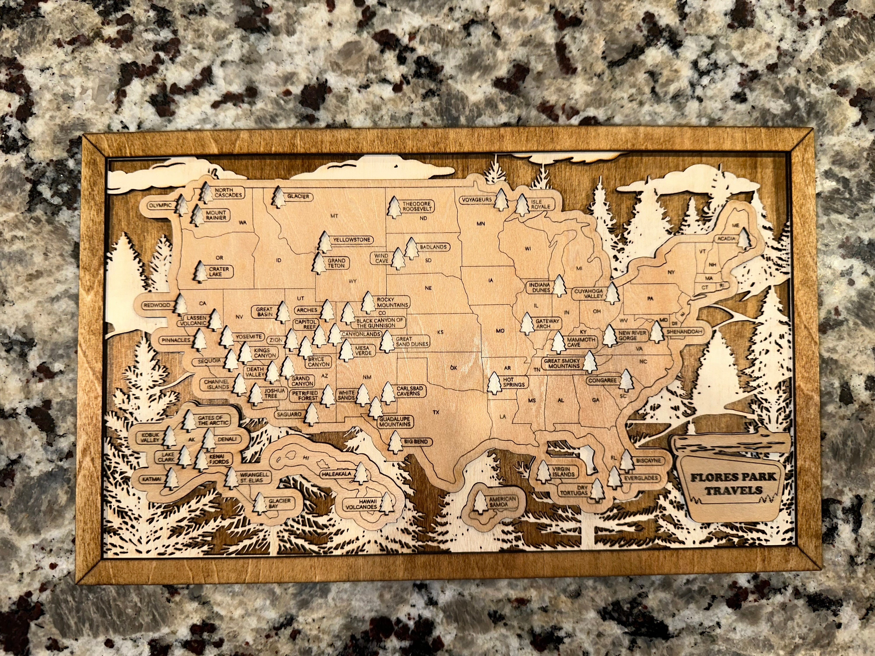 National Parks Travel Map Shelf Decor Gift From Family USA Travel Map ...