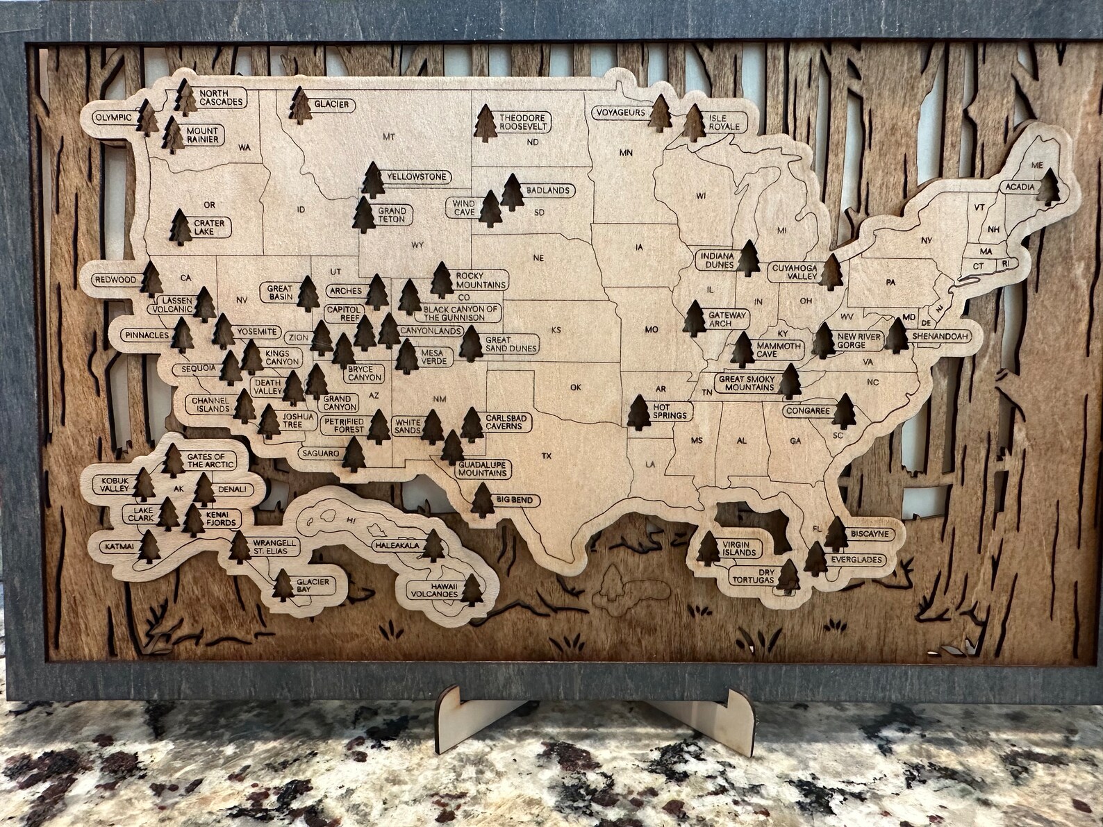 National Parks Travel Map Shelf Decor Gift From Family USA Travel Map ...