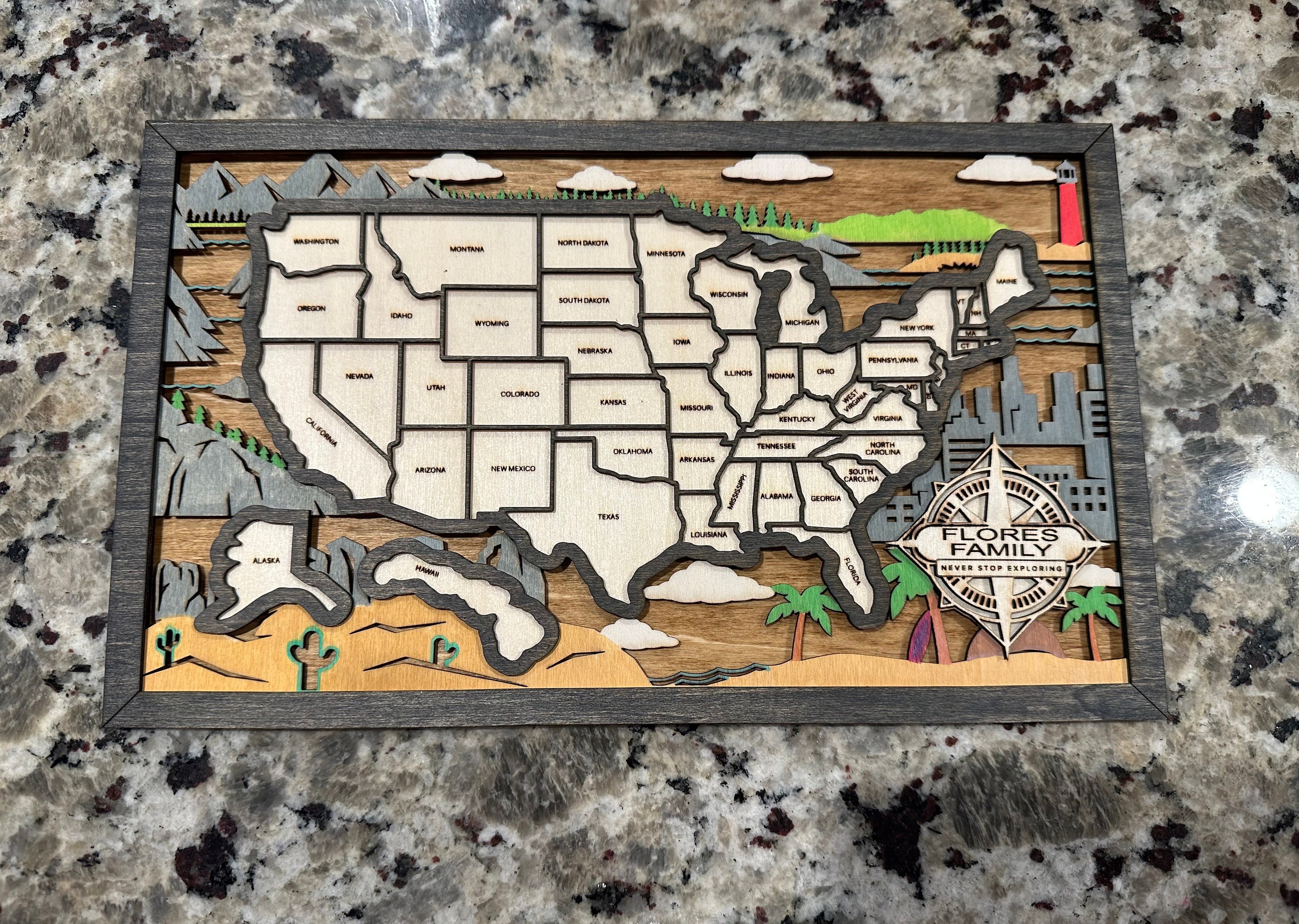 Custom US Travel Map: Personalized Family Road Trip Tracker - Etsy