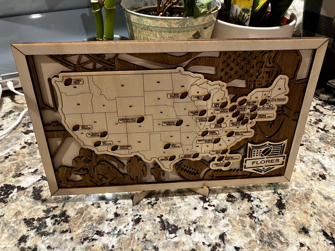 NFL Stadium Tracker Map, Football Travel Gift, Painted Baltic Birch - Etsy