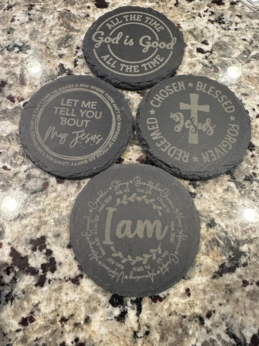 Faith Word Slate Coasters Religion/ Spiritual / Bible Verse/ Christian ...