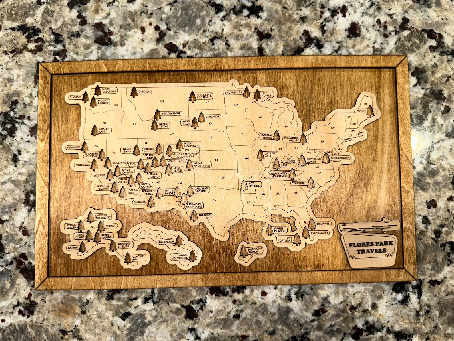 National Parks Travel Map Shelf Decor Gift From Family USA Travel Map ...