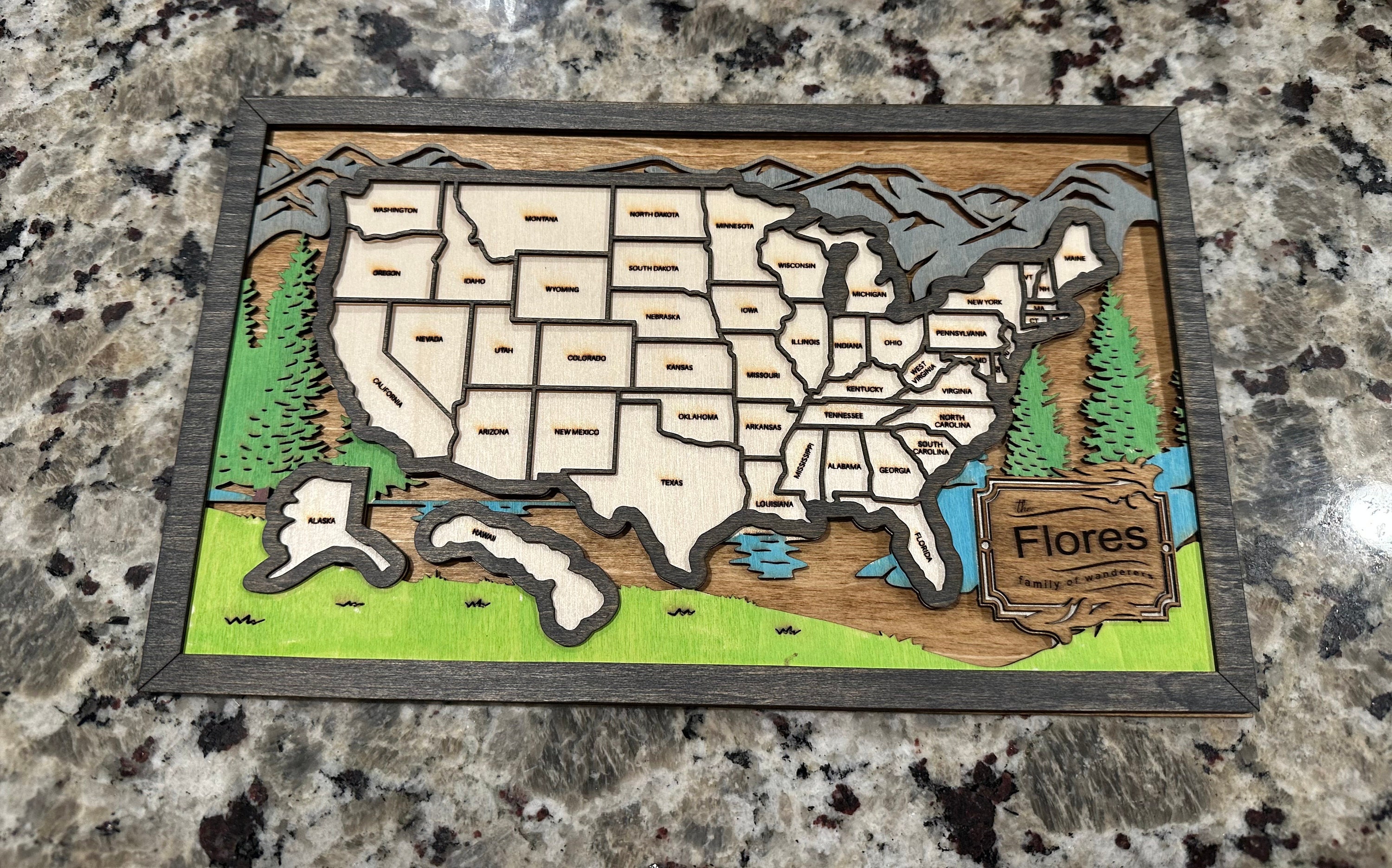 Custom US Travel Map: Personalized Family Road Trip Tracker - Etsy