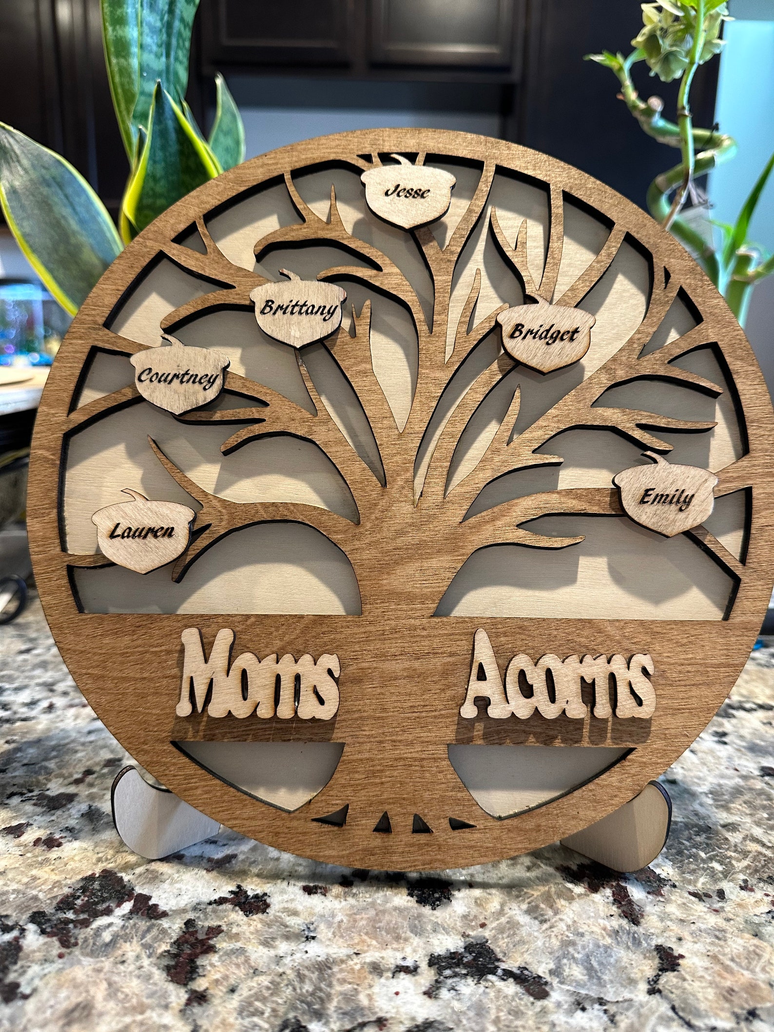 Personalized Family Tree Sign: Laser Cut Acorn Names, Home Decor Gift ...