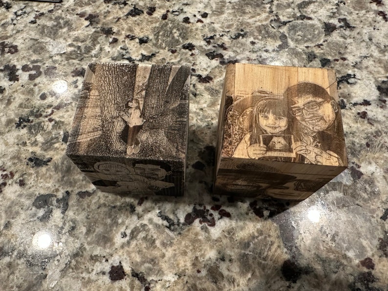 Personalized Wooden Engraved Photo Block Custom Wood Cube Christmas ...