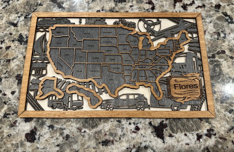 Custom US Travel Map: Personalized Family Road Trip Tracker - Etsy
