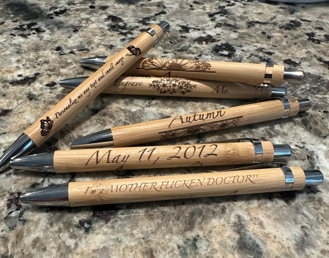 Personalized Bamboo Pens, Laser Engraved With Whatever You Want It to ...